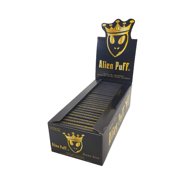 Alien Puff Black & Gold Queen Size Unbleached Brown Rolling Papers (50 ...