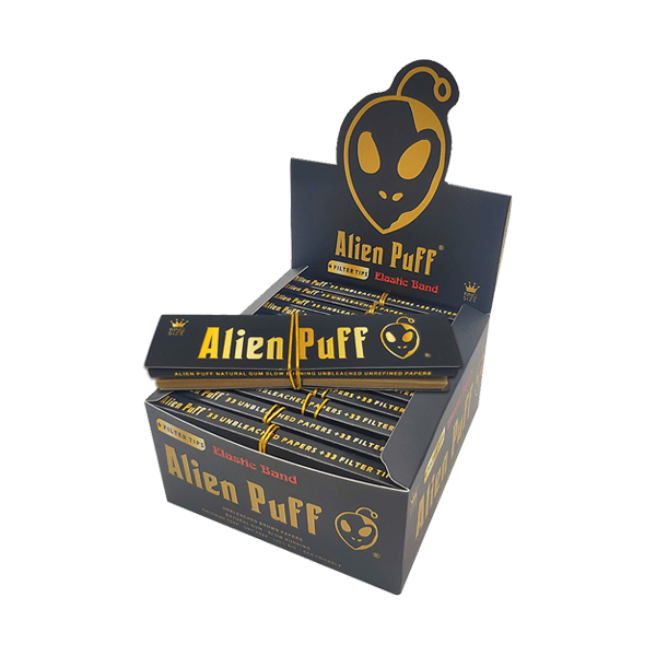 Alien Puff Black & Gold King Size Elastic Band Unbleached Papers + Fil ...